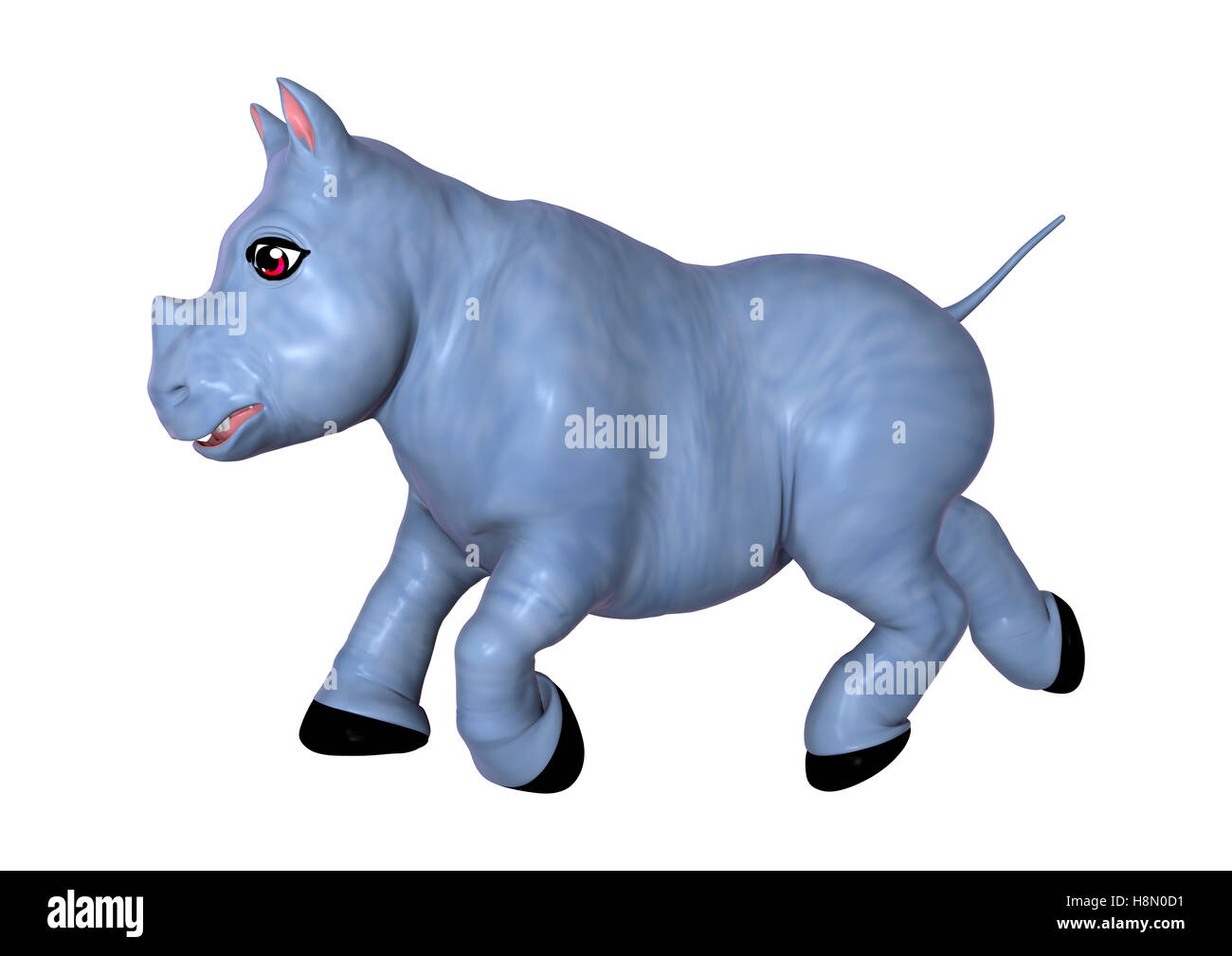 3D rendering of a blue rhino toy isolated on white background Stock ...