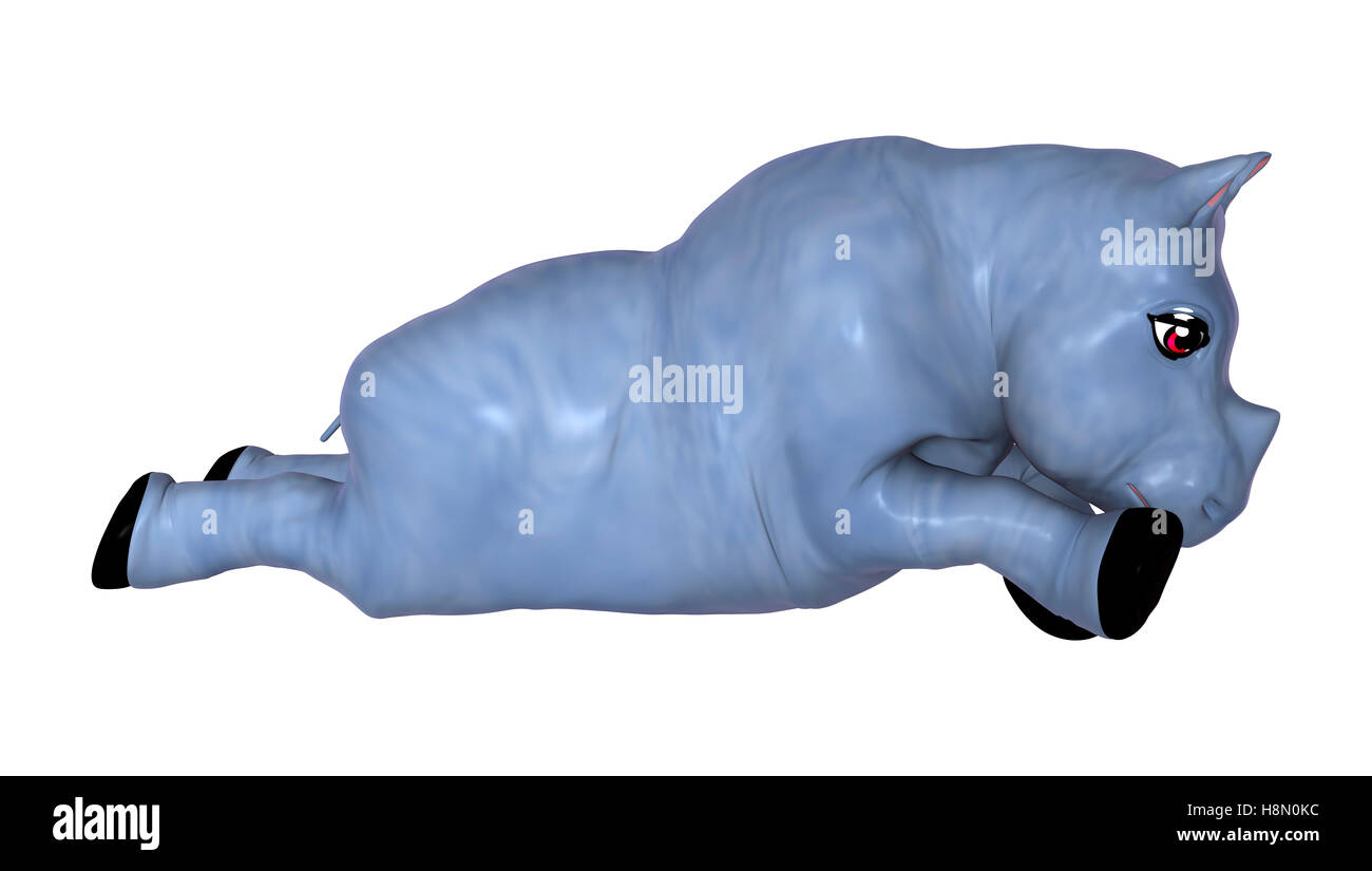3D rendering of a blue rhino toy isolated on white background Stock ...