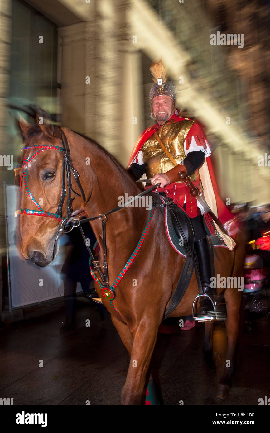 Germany, Cologne, the St. Martin's day, St. Martin on his horse in ...