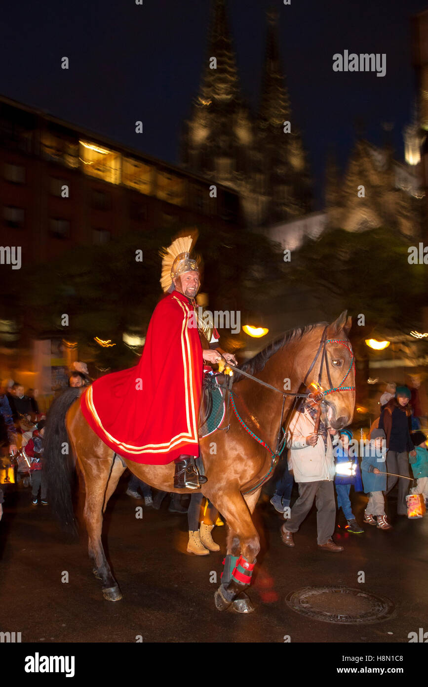 Germany, Cologne, the St. Martin's day, St. Martin on his horse in ...