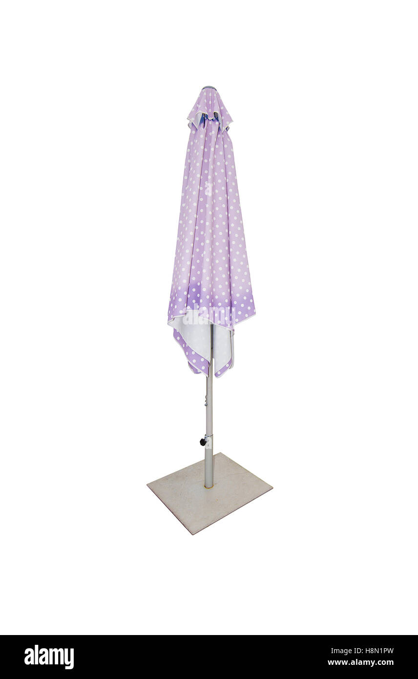 Violet white dot parasol isolated on white Stock Photo - Alamy