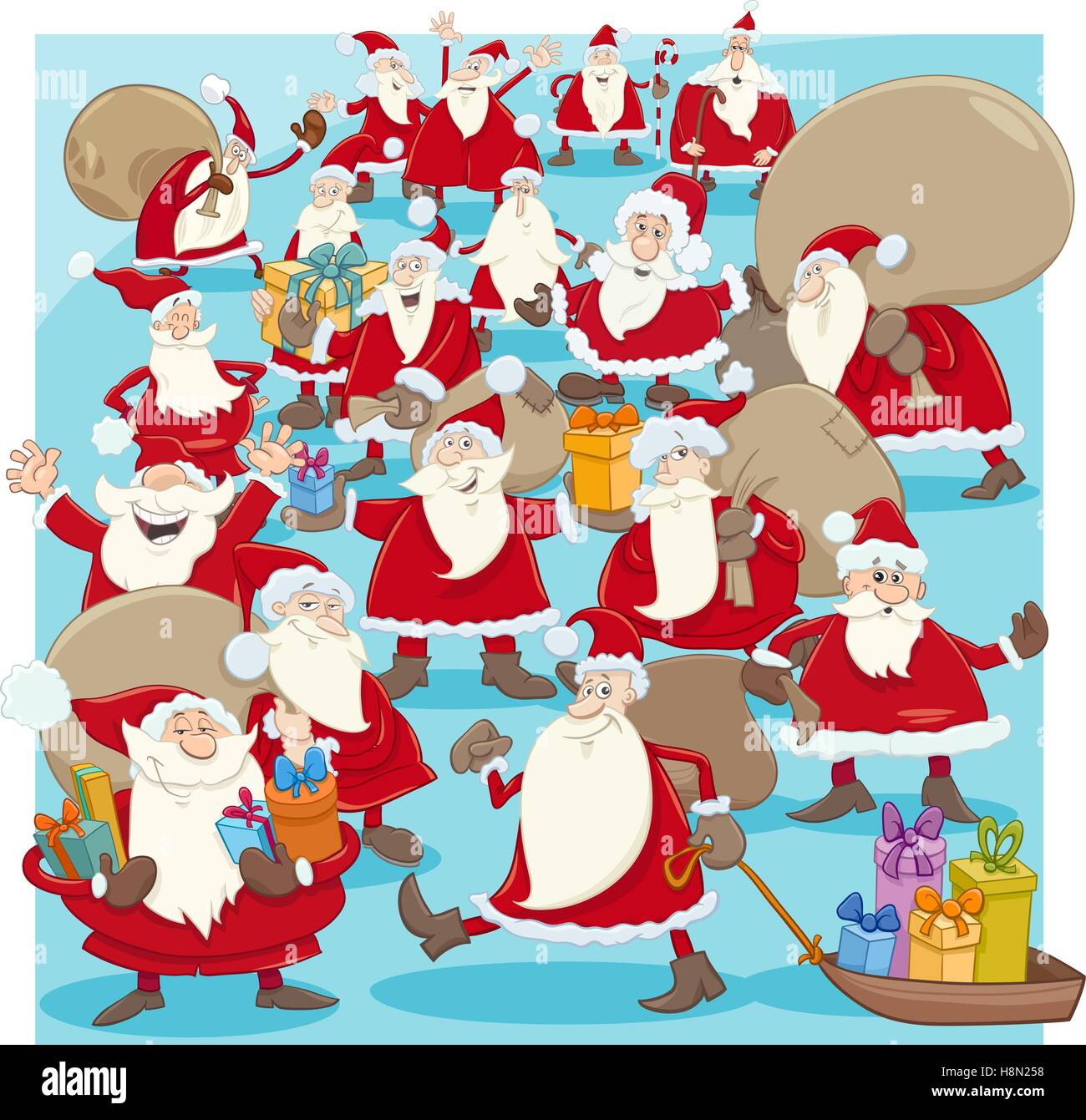 Cartoon Illustration of Santa Claus Characters Group on Christmas Time ...