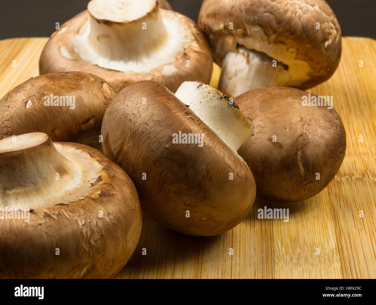 large Royal mushroom champignons on a wooden cutting Board Stock Photo ...