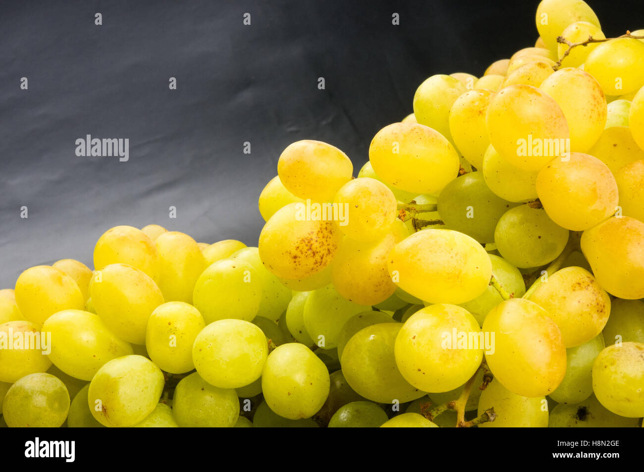 Large grapes cluster amber color on black background Stock Photo - Alamy