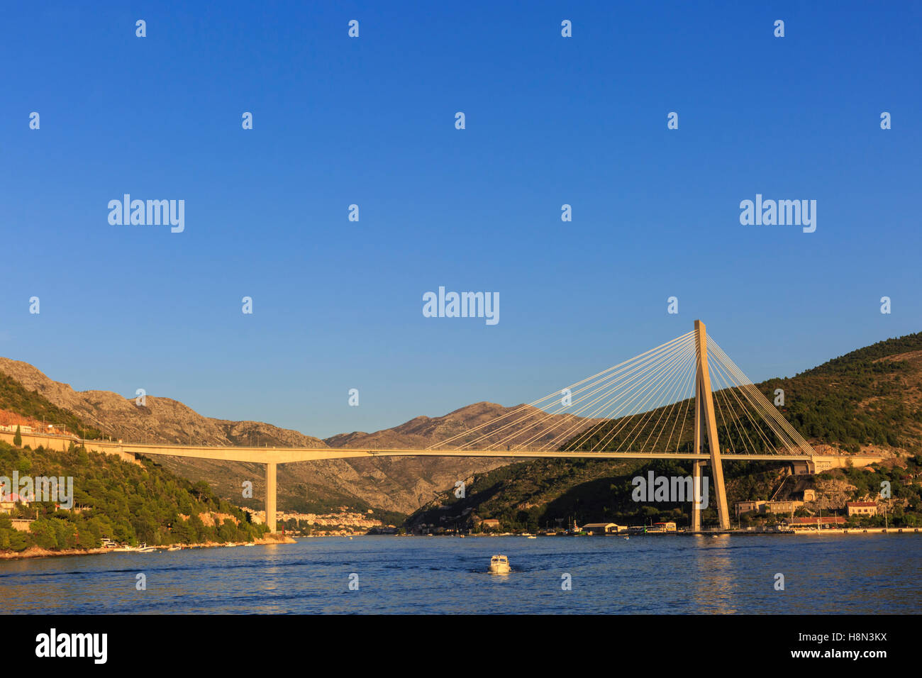 The Franjo Tuđman Bridge, or Most dr. Franja Tuđmana, a cable-stayed ...