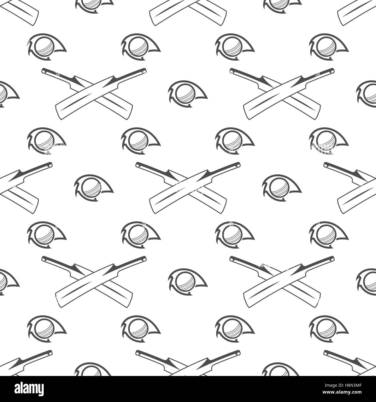 Cricket sport pattern. Retro background. Seamless pattern of cricket ...
