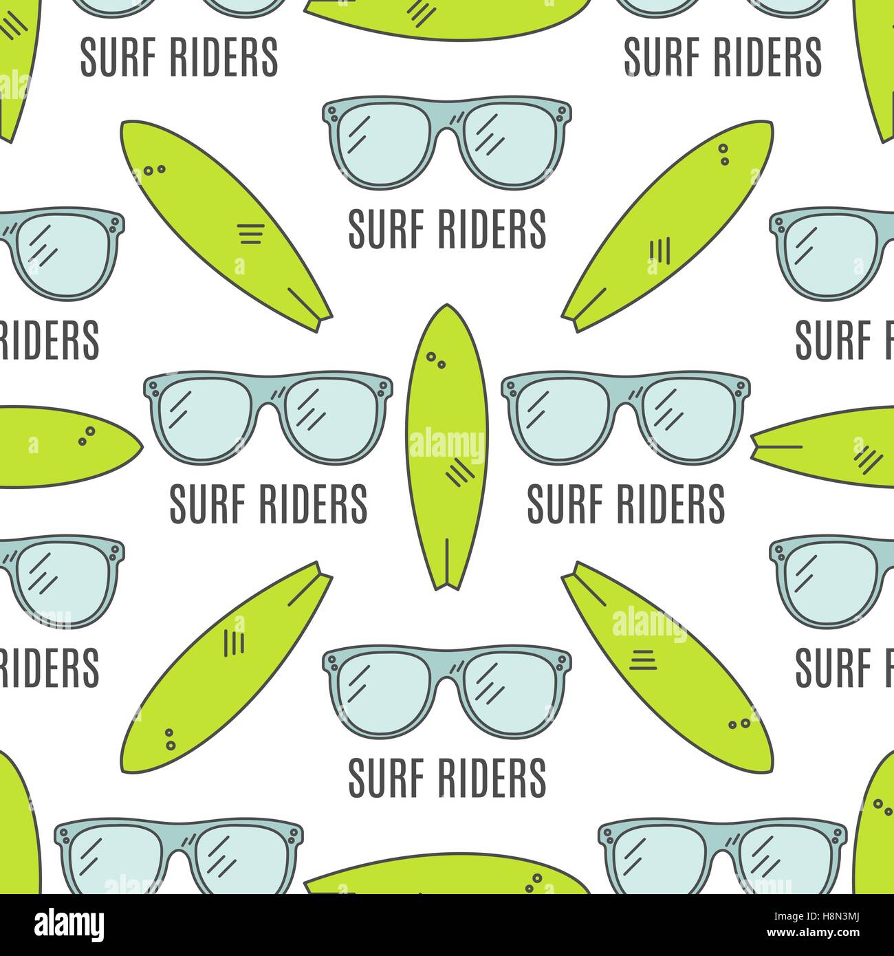 Surfing patterns. Summer seamless design with surfer glasses ...