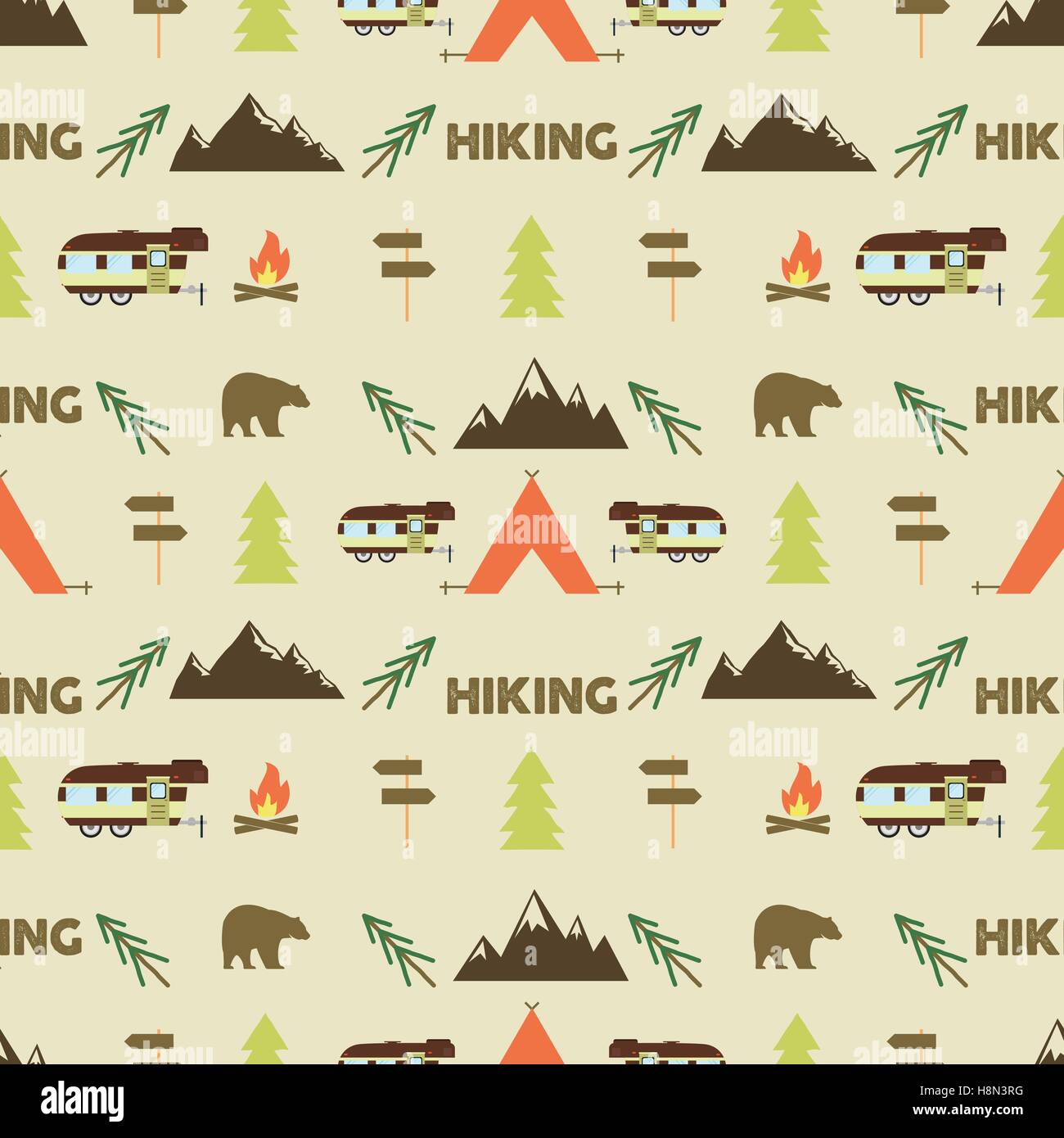 Hiking seamless pattern. Hiking trail seamless wallpaper design ...