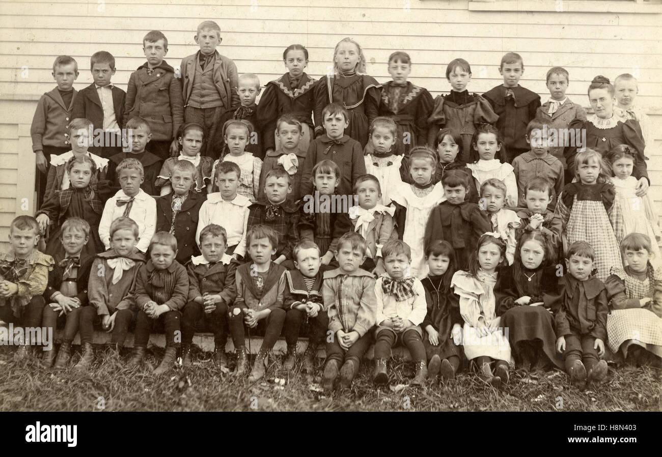 Antique c1890 photograph, school children in Ayer, Massachusetts, USA ...