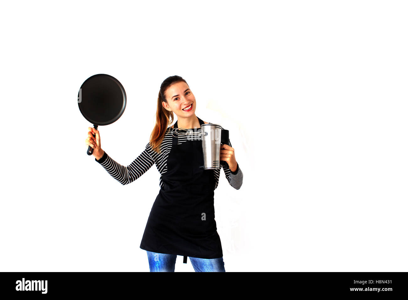 Girl with pan Stock Photo - Alamy