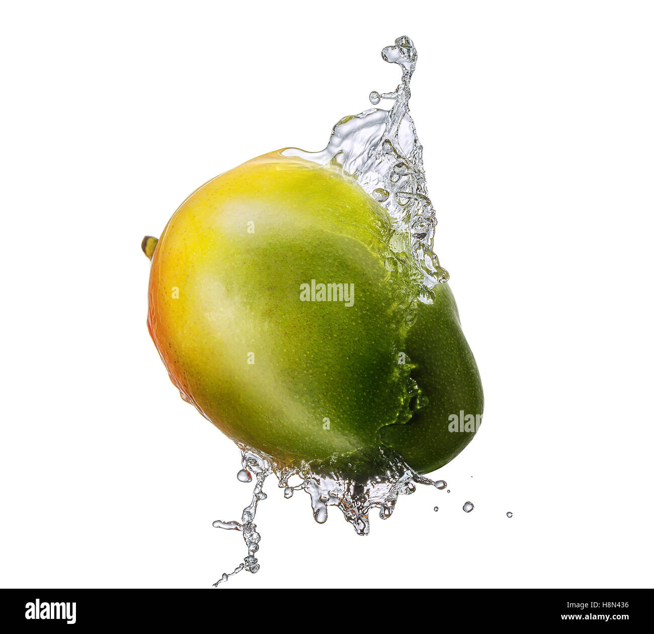 Water splash with mango isolated Stock Photo - Alamy