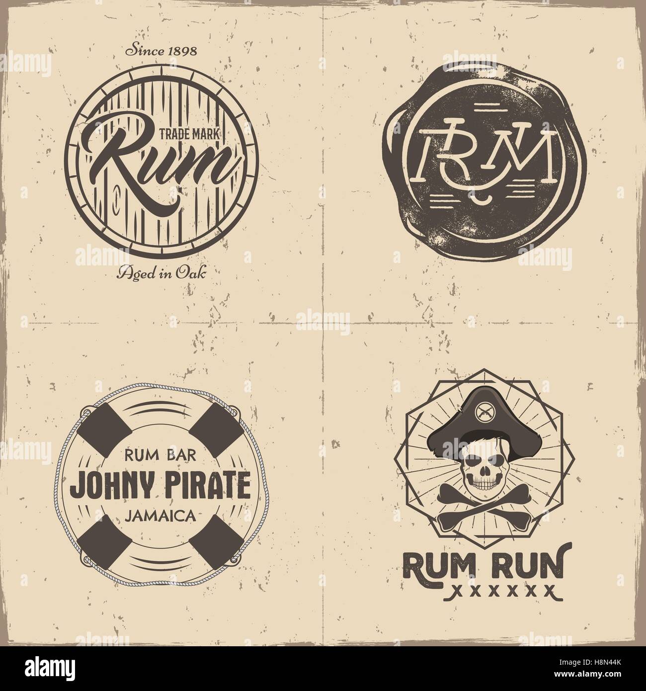 Set of vintage handcrafted pirates emblems, labels, logos. Isolated on ...