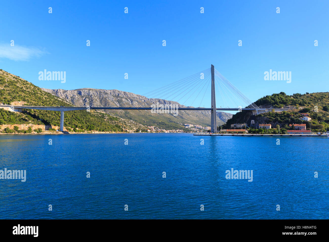 The Franjo Tuđman Bridge, or Most dr. Franja Tuđmana, a cable-stayed ...