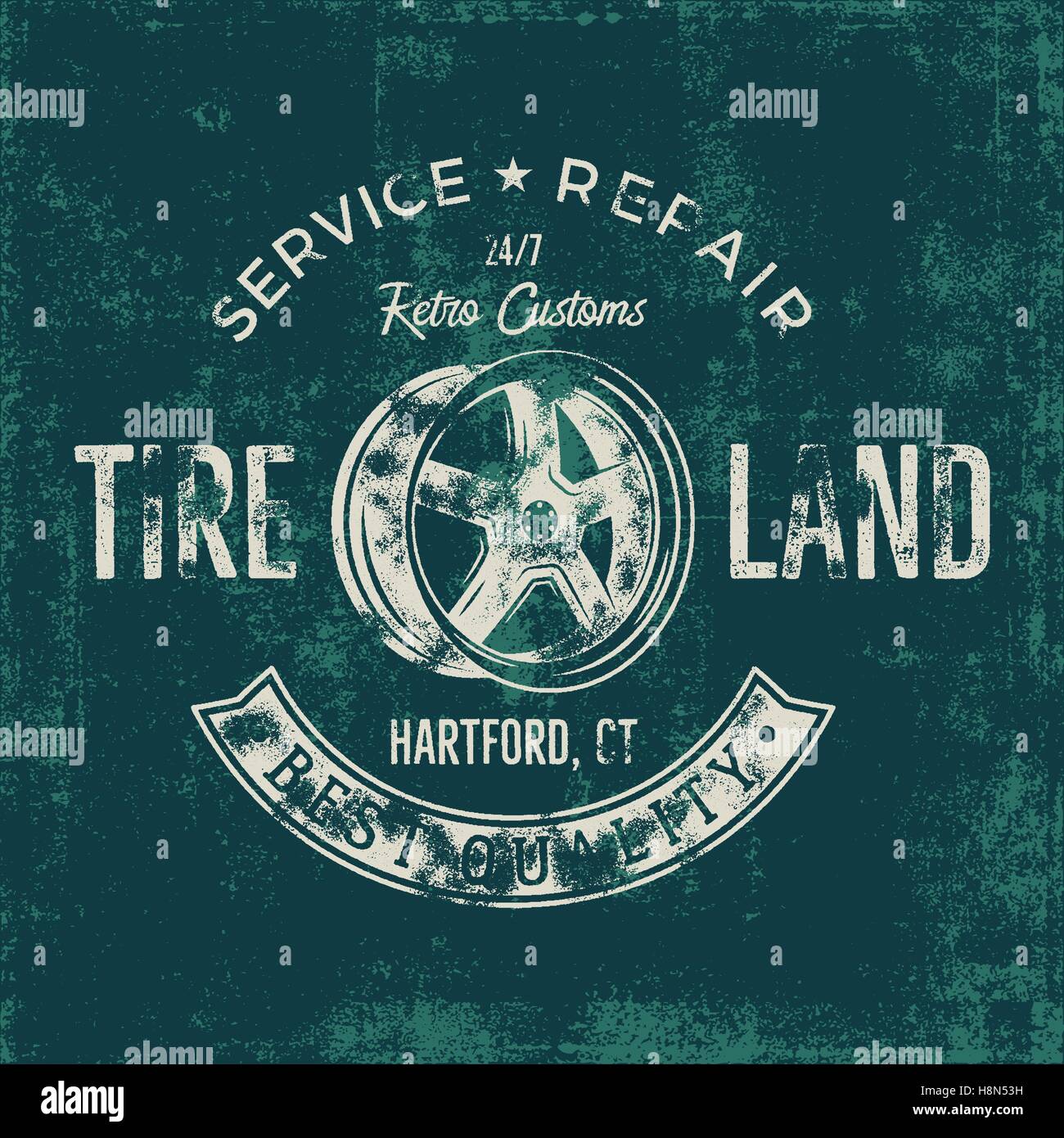 Garage service vintage tee design graphics, Tire land, repair service ...