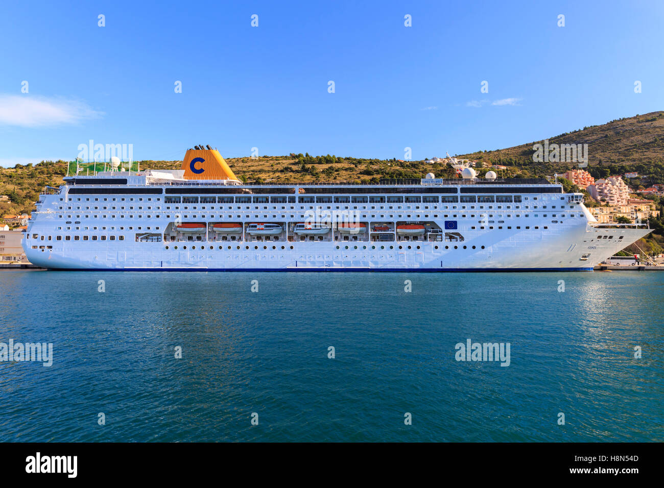 Cruise ship Costa Riviera in Dubrovnik Port, Adriatic Seas, Dalmatia ...