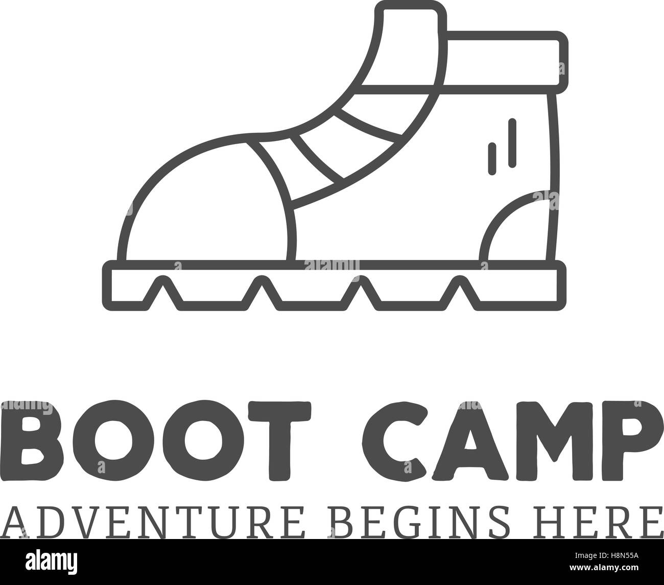 Camping adventure logo design with boot and typography elements. Vector ...