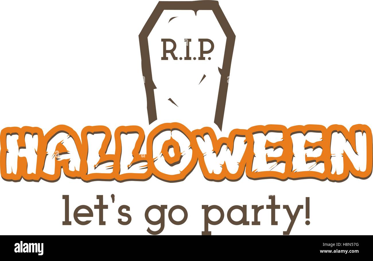 Halloween RIP party label template with tombstone and typography ...