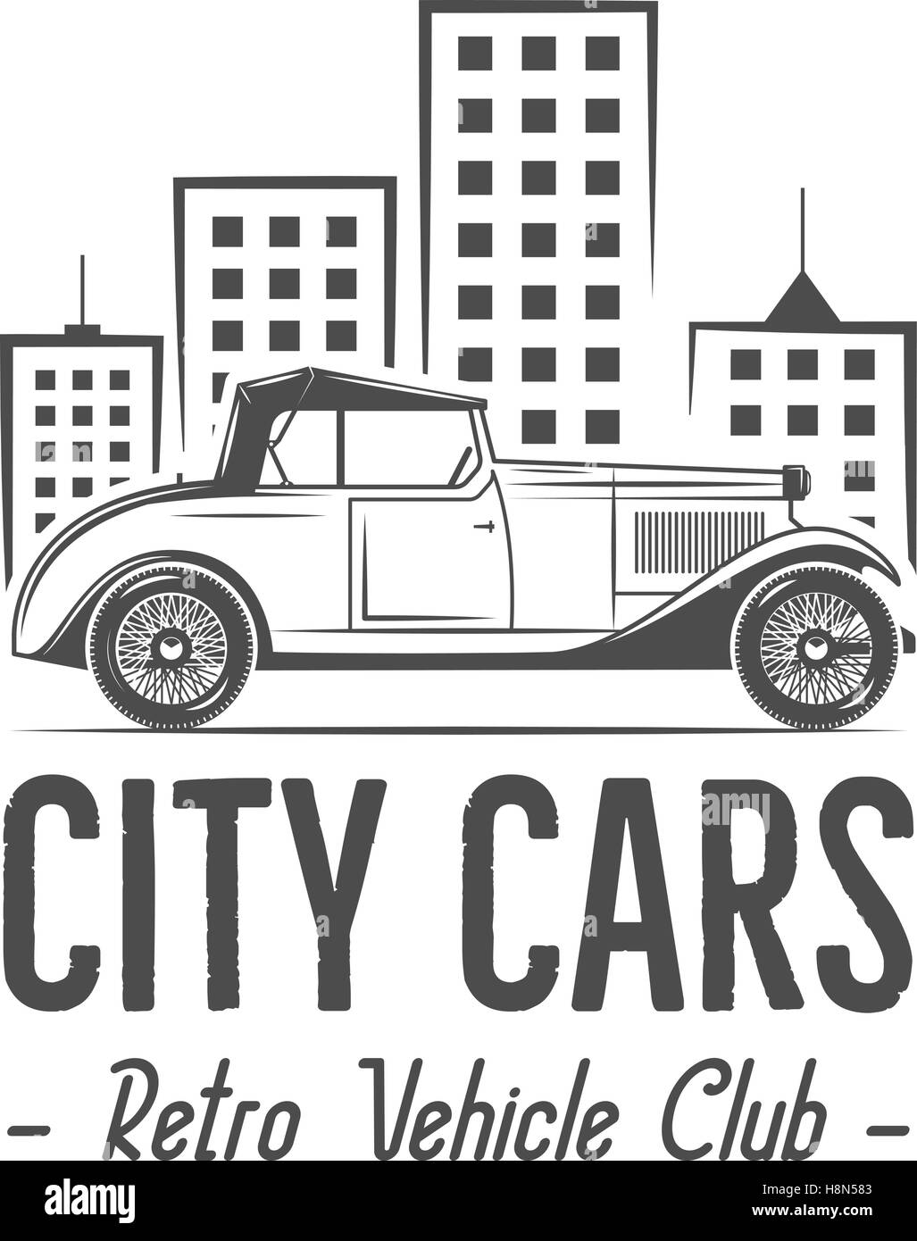 Vintage city car label design. Classic auto badge, insignia. Retro ...