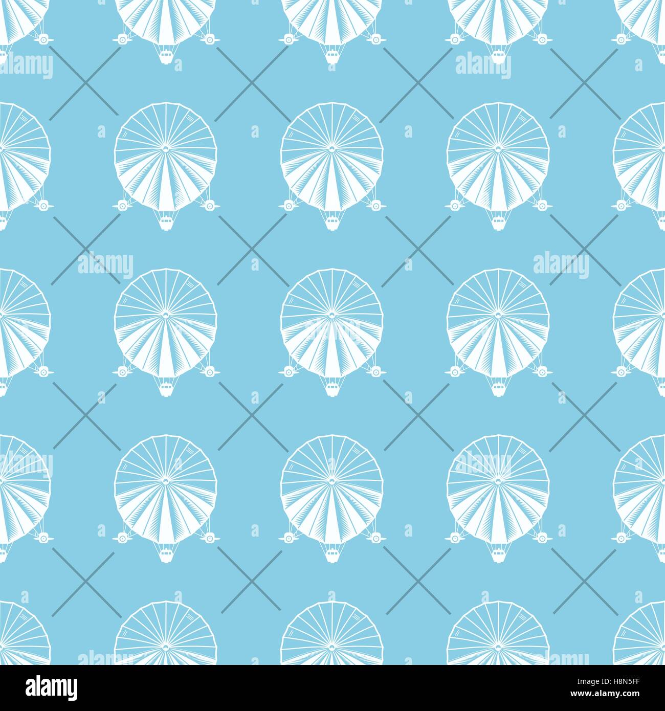 Airship seamless pattern. Retro Dirigible wallpaper design. Old ...
