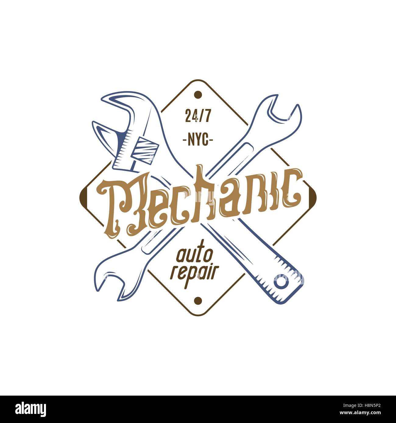 Mechanic repair service label. Illustration of repair service isolated ...