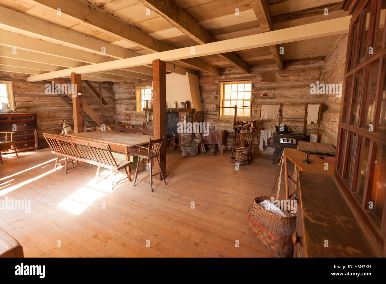 Interior view of The McDonald Log Cabin; in Alliston,Ontario,Canada ...