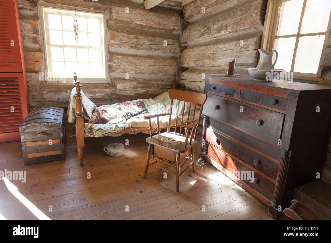 Interior view of The McDonald Log Cabin; in Alliston,Ontario,Canada ...