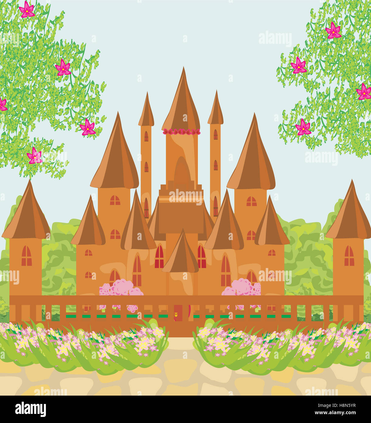 landscape with old castle Stock Photo - Alamy