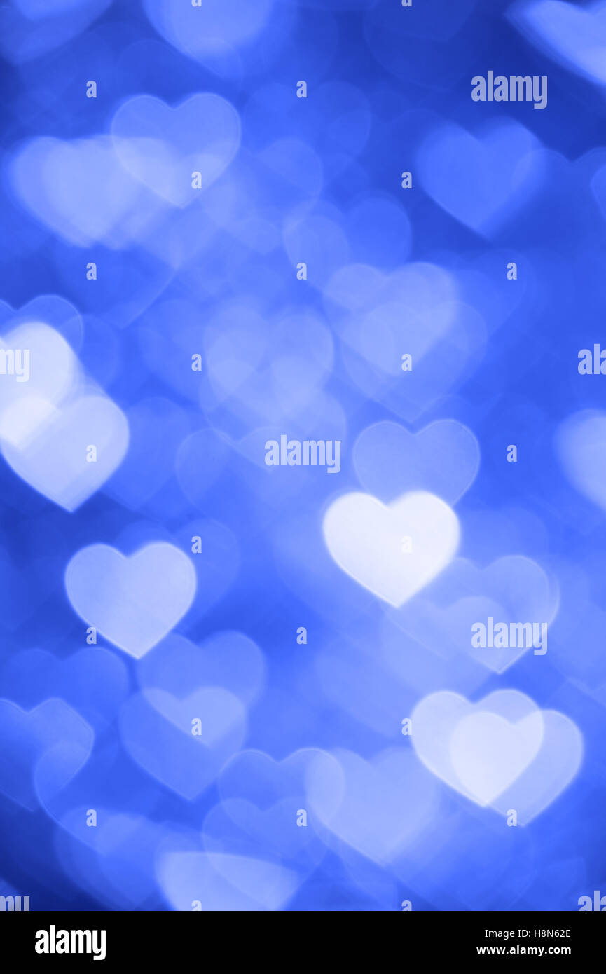 blue heart bokeh background photo, abstract holiday backdrop Stock ...
