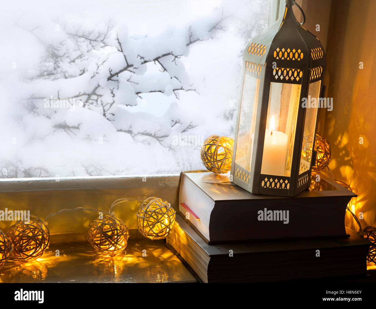 Candle Window Snow High Resolution Stock Photography and Images - Alamy
