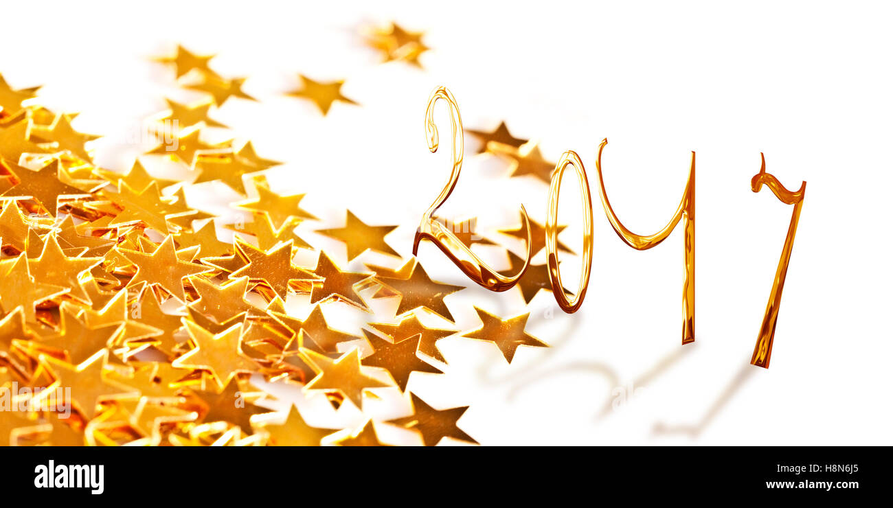 Golden numbers 2017 with little stars Stock Photo - Alamy