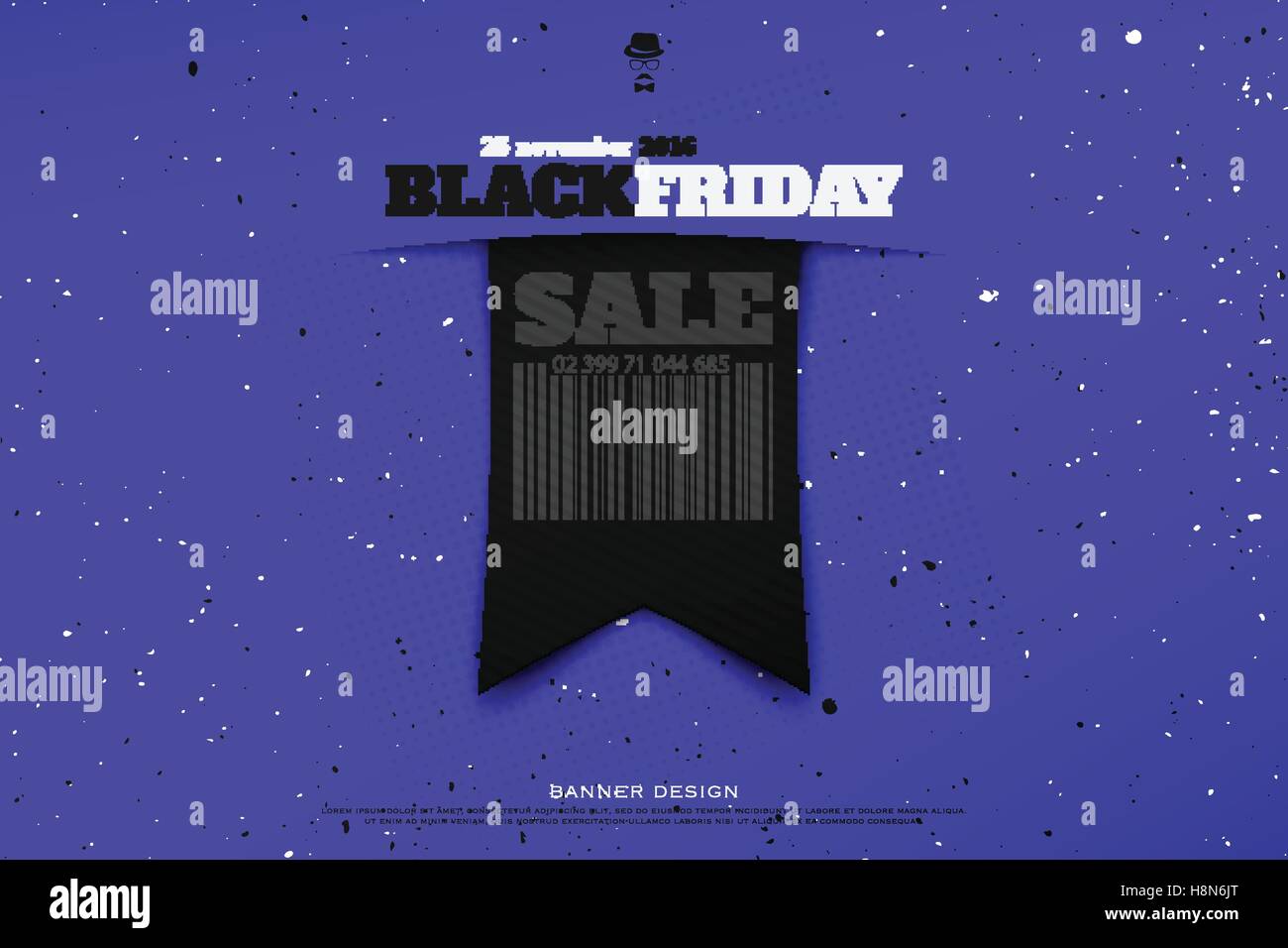 black friday ribbon label over violet background. vector, advertising ...