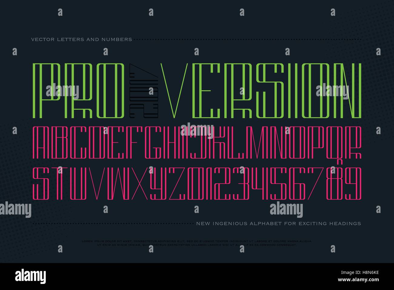 high style alphabet letters and numbers isolated on dark background ...