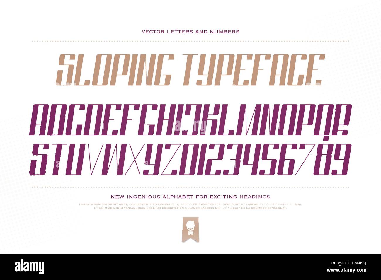 slanted style alphabet letters and numbers isolated on white background ...