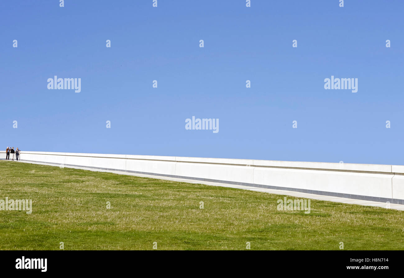 Concrete balustrade of roof facade. Moesgaard Museum, Aarhus, Denmark ...
