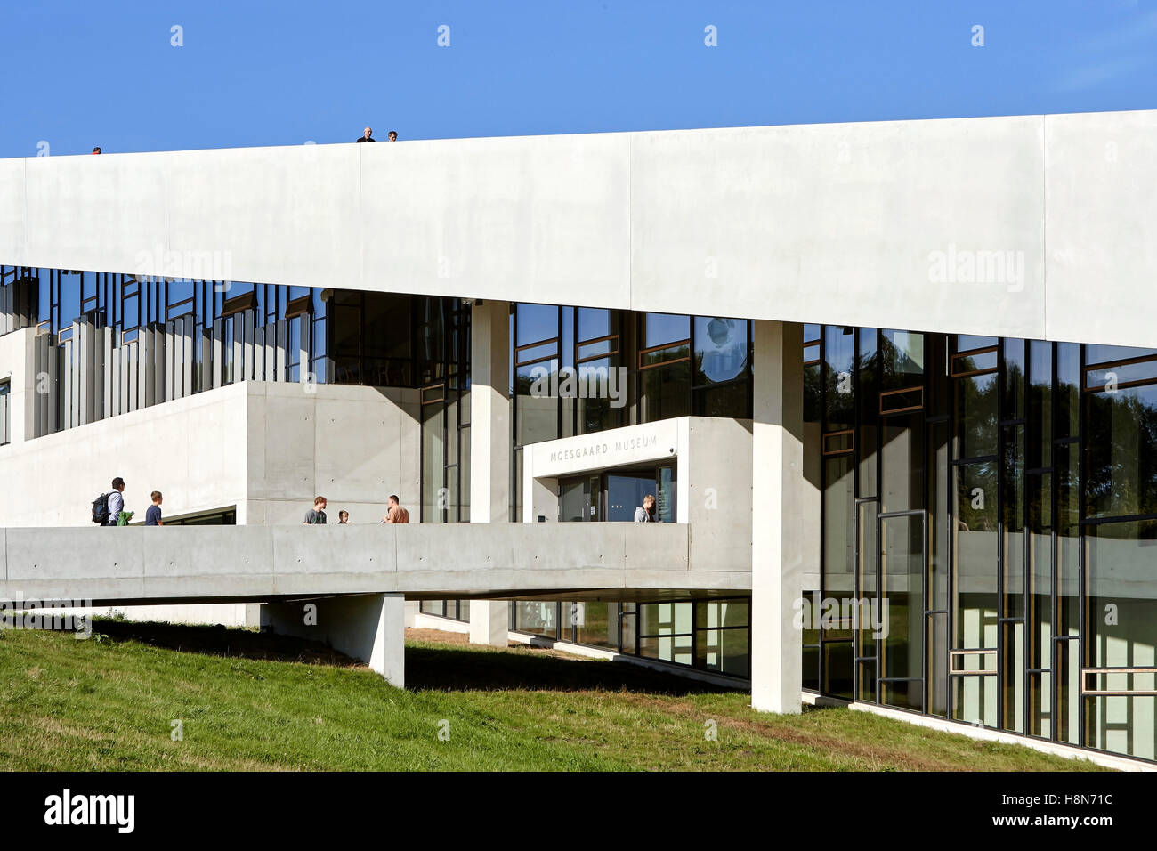 Elevated concrete ramp towards main entrance. Moesgaard Museum, Aarhus ...