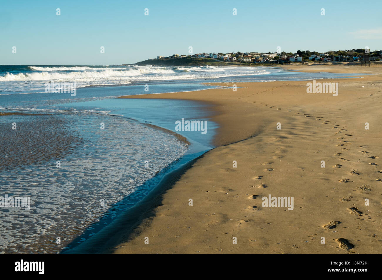 La Pedrera beach and bay on a sunny summer day, Uruguay, South America ...