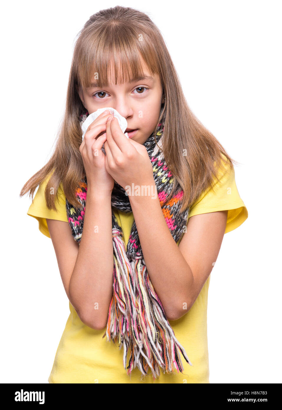 Ill girl with flu Stock Photo - Alamy