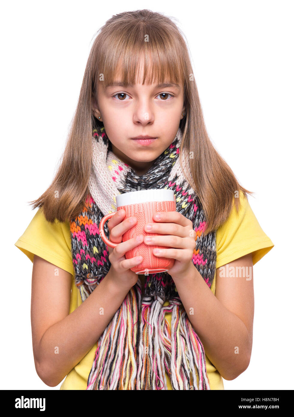 Ill girl with flu Stock Photo - Alamy