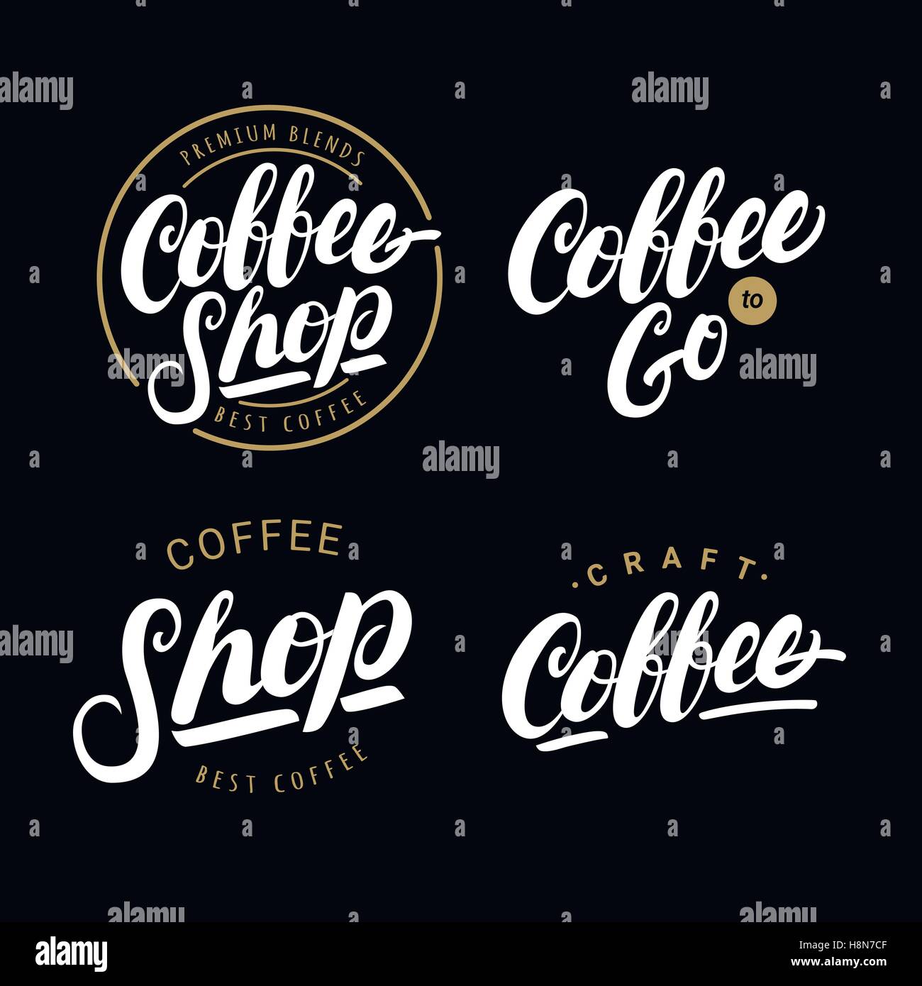 Set of coffee hand written lettering logos, labels, badges Stock Vector ...