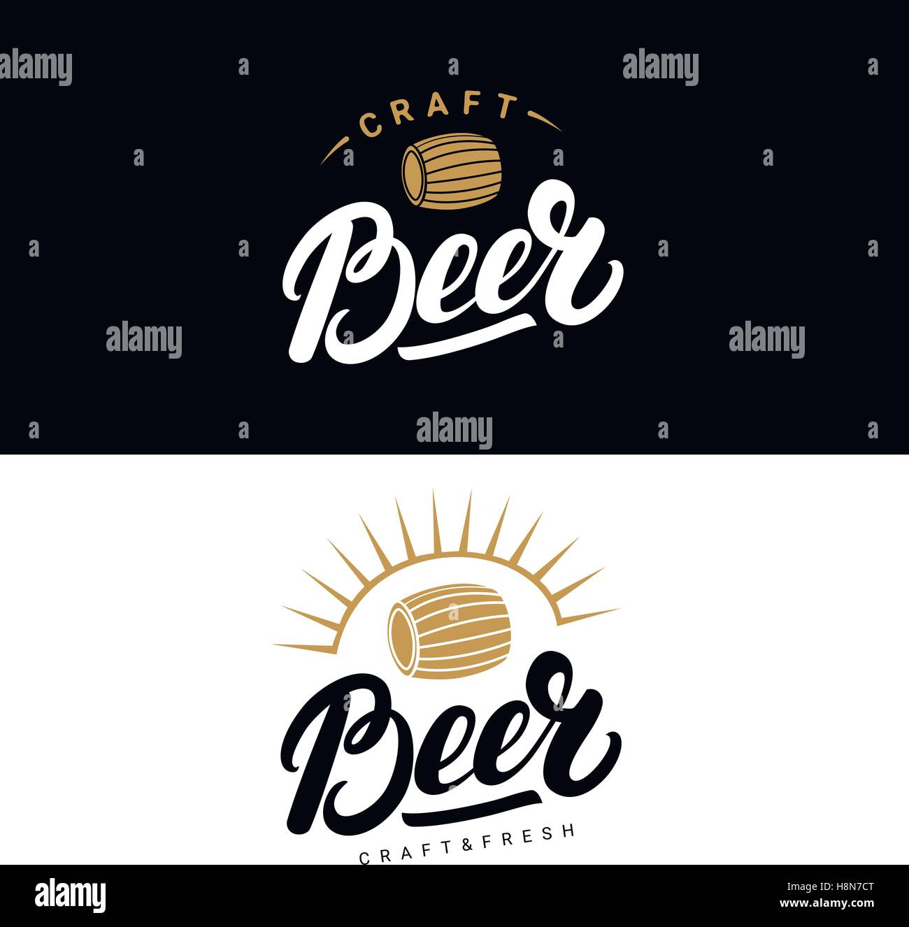 Set of beer hand written lettering logos, labels, badges for beerhouse ...