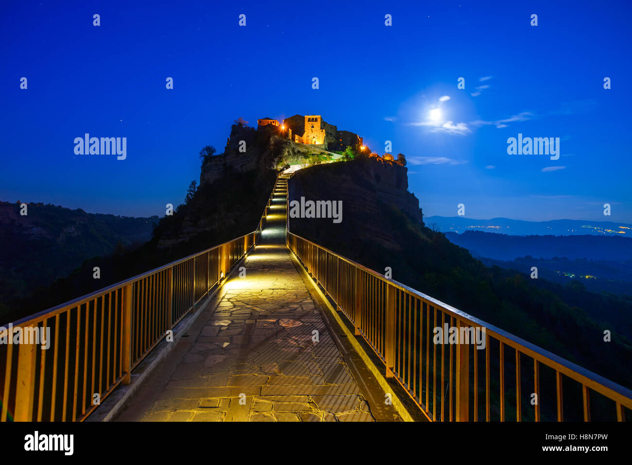 Civita di Bagnoregio ghost town landmark, bridge view on twilight ...