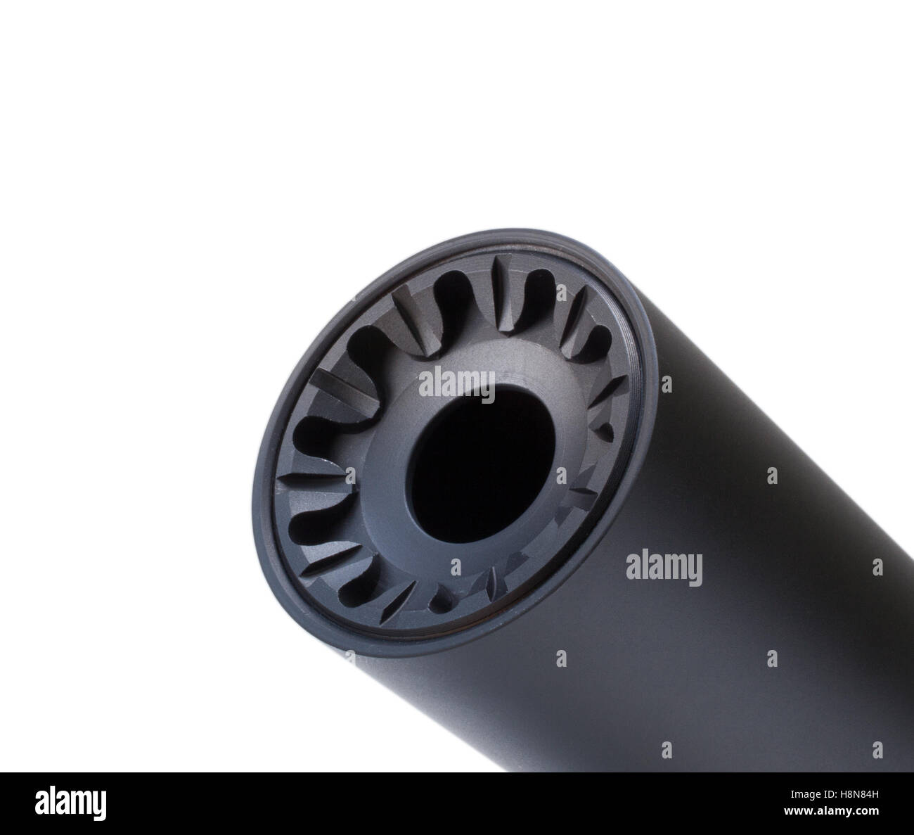 Silencer seen from the front side isolated on white Stock Photo - Alamy