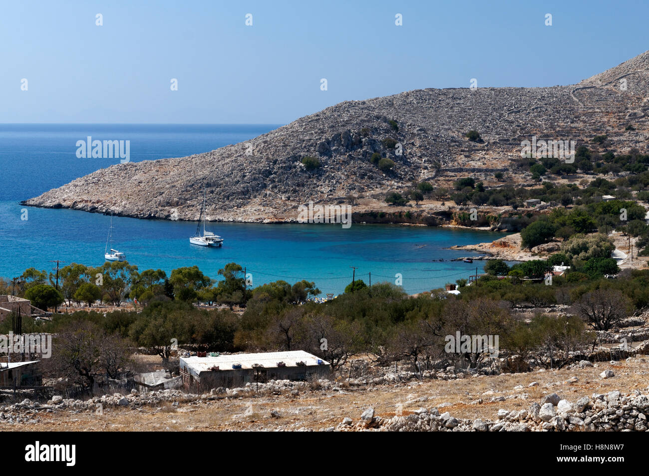 Pondamos or Pontamos Beach, Chalki Island near Rhodes, Dodecanese ...