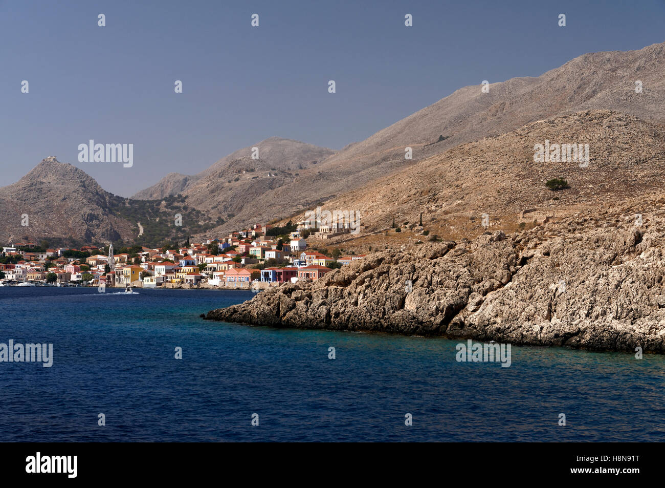 Village of Emborio, Chalki Island near Rhodes, Dodecanese Islands ...