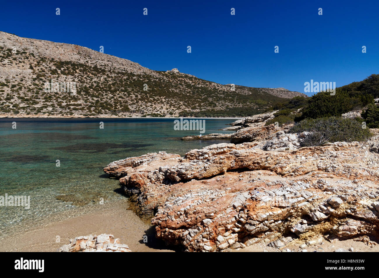 St Georges Bay and castle of the Knights of St John, Alimnia Island ...