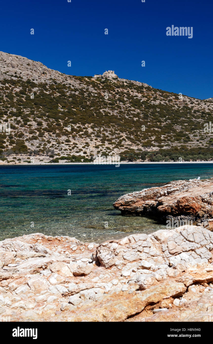 St Georges Bay and castle of the Knights of St John, Alimnia Island ...