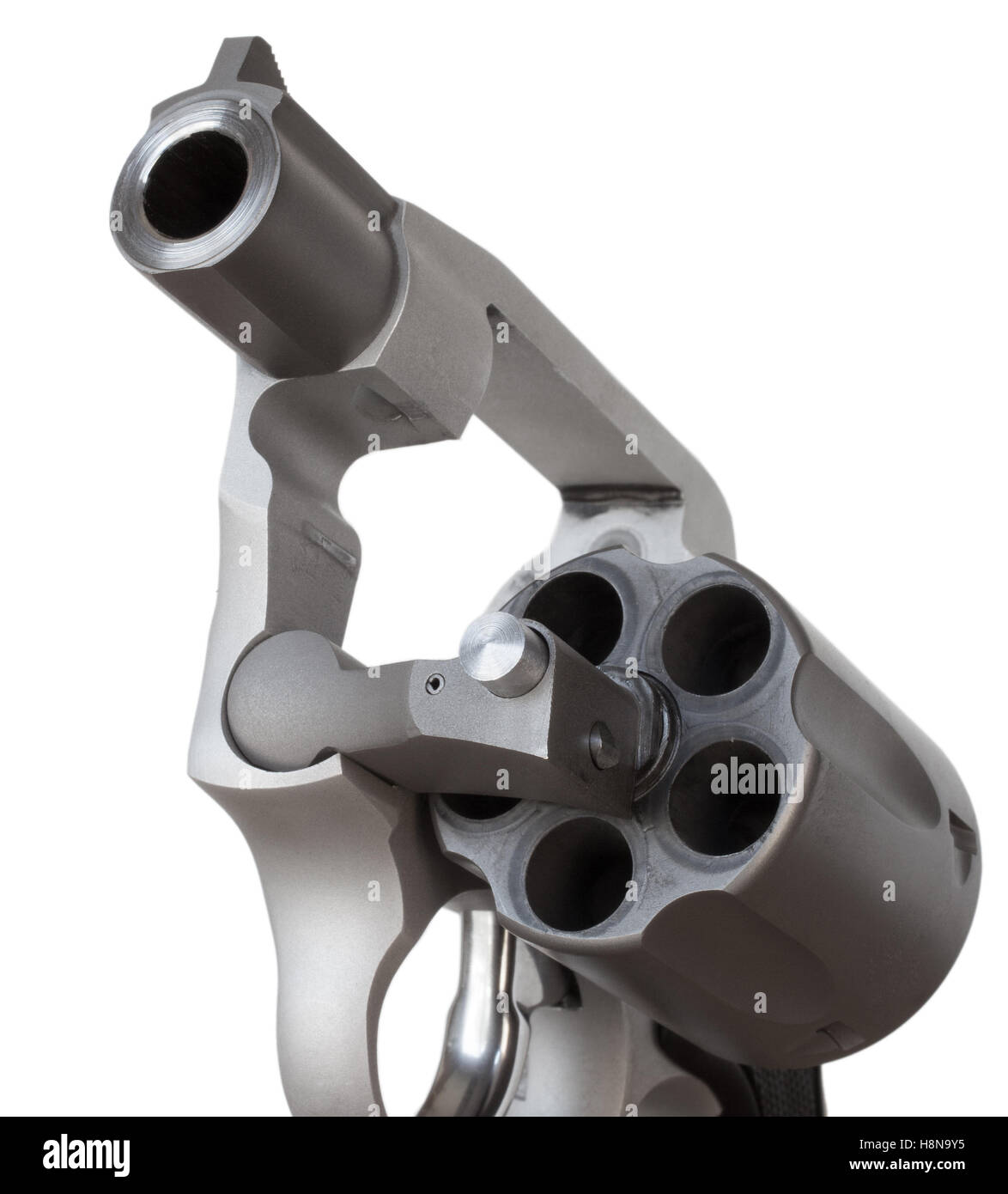 Empty and open cylinder on a snub nosed revolver on white Stock Photo ...