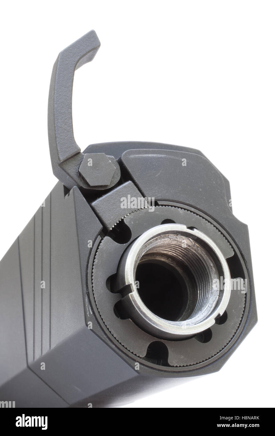 Threads that lock on a silencer after being mounted on a gun Stock ...