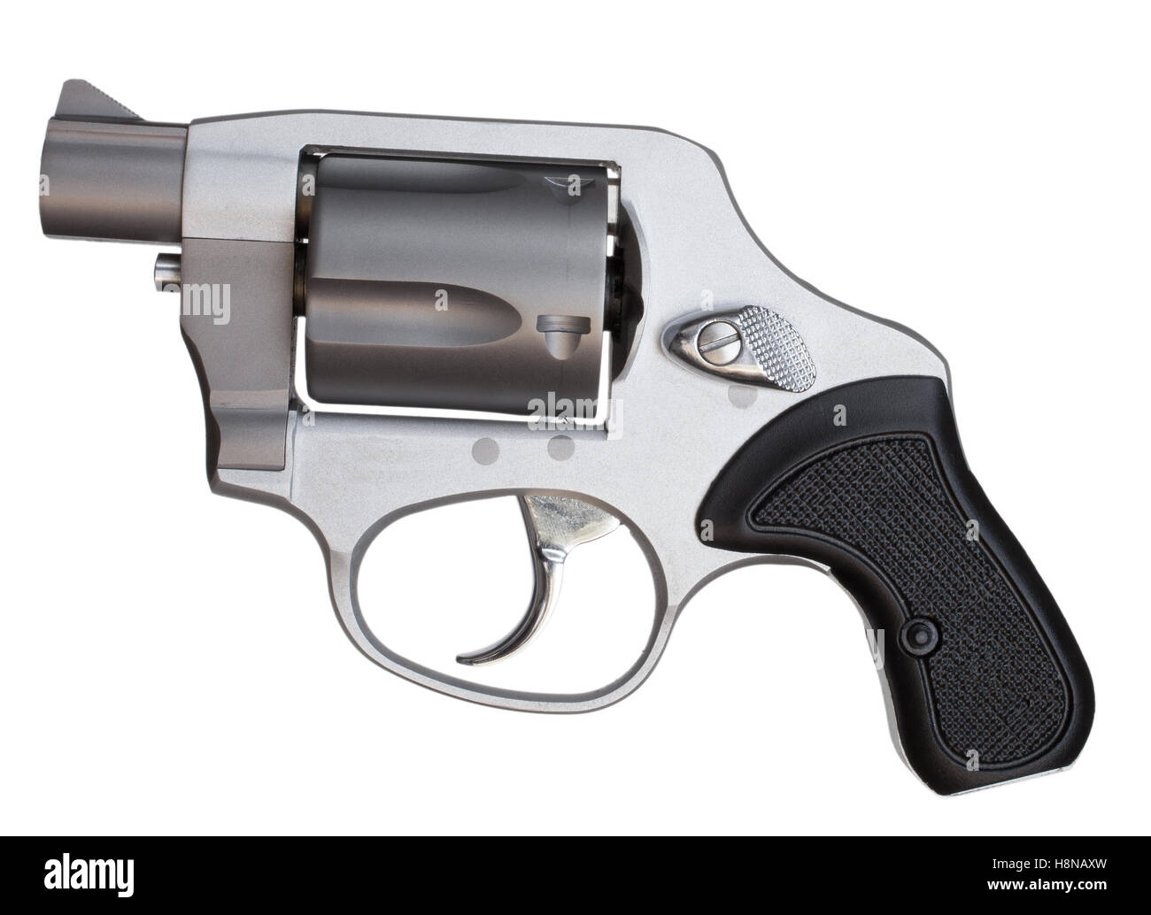 Metal revolver with a short barrel isolated on white Stock Photo - Alamy