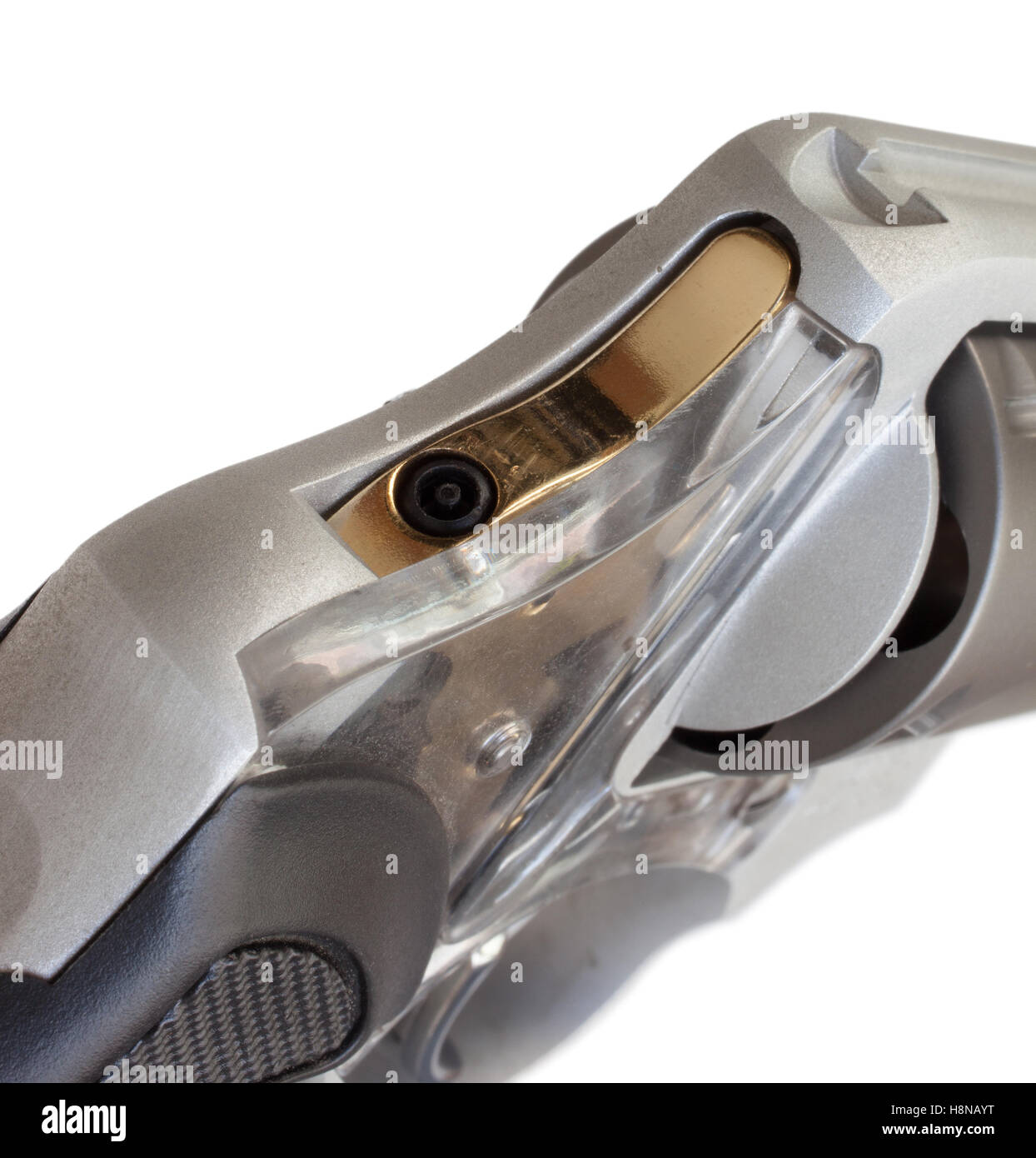 Thin snub nosed revolver frame seen from the hammer side Stock Photo ...